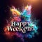 Text Message Happy Weekend with Background Decorated with Butterfly and ...