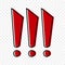 Three Red Exclamation Marks in Cartoon Style. Vector Illustration on a ...