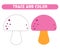 Trace and Color Mushroom. Worksheet for Kids Stock Illustration ...