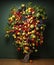 TREE ARRANGE with FRESH PRODUCE CORNUCOPIA Stock Illustration ...