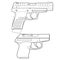 Two Handgun Line Art Vectors Stock Vector - Illustration of sketch ...
