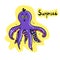 Vector Cartoon Octopus. Cartoon Surprised Face. Expressive Character ...