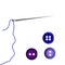 A Needle with a Blue Thread and Three Buttons in Blue Tones Stock ...
