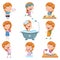 Vector Illustration Set of Little Girl daily Routines Stock Vector ...
