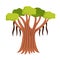 Vector Picture of Cartoon Banyan Tree Isolated on White Background ...