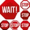 Wait and Hand Sign into Stop Signal. Six Styles Stock Illustration ...