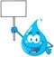 Water Drop Character Holding Up a Blank Sign Stock Vector ...