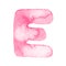 Watercolor Pink Letter E Isolated on White Stock Illustration ...