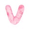 Watercolor Pink Letter V Isolated on White Stock Image - Image of ...