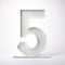 Minimal Sculpture: White Number Five on a Playful White Background ...