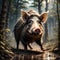 Wild boars, AI-generatet stock image. Image of nature - 298775431