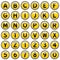 Yellow Round Alphabet Buttons Stock Illustration - Illustration of ...
