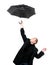 Young Man Flying Away with Umbrella Stock Image - Image of white ...
