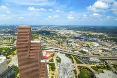 Urban Sprawl Bridge And Overpasses High Aerial Drone View Over Houston ...