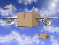 Cartoon Plane In The Sky With Cargo Stock Vector - Illustration of ...