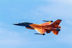 Orange f-16 jet fighter editorial image. Image of military - 25144935