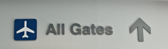 Sign all gates airport stock photo. Image of flight, boarding - 32744594