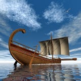 Ancient Greek Boat - 3D Render Stock Illustration - Illustration of ...