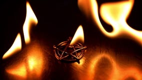 Ancient Pentagram Burning Slow Motion From 120fps Stock Footage - Video ...