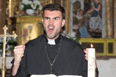 Angry Preacher, Minister, Pastor, Priest Sermon Is Stock Image - Image ...
