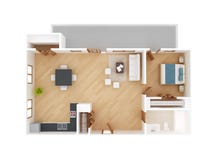 Basic 3D House Floor Plan Top View Stock Photo - Image: 38730320