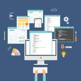 Graphic Design And Web Developer Working On Workplace Stock Vector ...