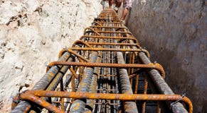 Steel Beam On Concrete Foundation Stock Image - Image: 49033877