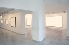 Art Gallery With Blank Pictures Stock Image - Image of interior ...