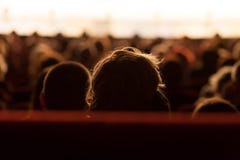 People Watching Actress On Theater Stage During Play Stock Photo ...