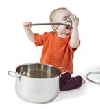 Baby in a cooking pot stock image. Image of cute, ingredients - 17727343