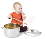 Baby in a cooking pot stock image. Image of cute, ingredients - 17727343