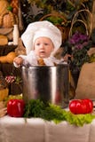 Baby in a cooking pot stock image. Image of cute, ingredients - 17727343