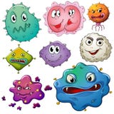 Fun Face Of Mad Bacteria Or Ugly Virus Spheres In Blood. Stock ...