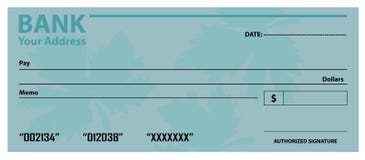 Unbelegter Amerikanischer Scheck Stockfotografie - Bild: 9758972