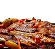 Barbecued Sausage And Flames Stock Photos - Image: 7894473