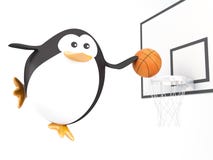 3d Penguin Basketball Player Stock Illustration - Illustration of funny ...