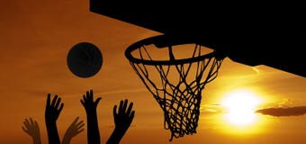 Basketball sunset match stock illustration. Image of board - 4874433