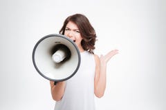 Brunette Woman Hollering Royalty Free Stock Images - Image: 467019