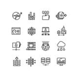 Set Of Thin Line Icons Cloud Data Technology Services Stock Vector - Illustration of analysis ...