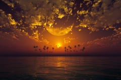 Full Moon in Orange Clouds stock image. Image of darkness - 39317739