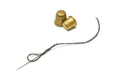 Golden Thimble, Needle & Thread Stock Photo - Image: 6230470