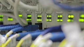 Blinking LEDs On Optical Converters Stock Video - Video of industry ...