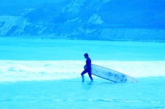 Blue Surfer 1 stock image. Image of morning, surfer, surfing - 214839