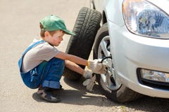 Child Mechanic Working In Workshop Stock Image - Image of worker ...