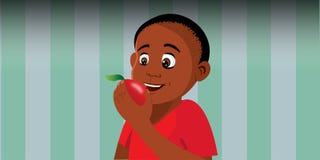 Boy Eating An Apple Cartoon Vector Illustration 98973053 - Megapixl