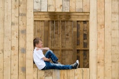 Boy opening the window stock photo. Image of window, stones - 25493562
