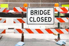 Road Closed Traffic Sign At Bridge Construction Stock Photos - Image ...