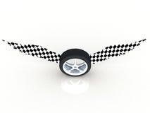 Car Tire Wheel With Wings Isolated On A White. Stock Illustration ...