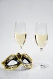 Silver Mask & Champagne Glasses Stock Image - Image of glass, mirror ...