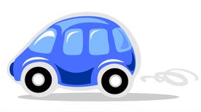 Carro Azul Dos Desenhos Animados No Fundo Branco Ilustrações, Vetores E ...